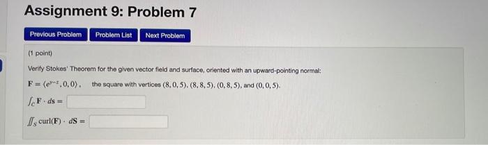 Solved Assignment 9 Problem 7 Previous Problem Problem List 8482