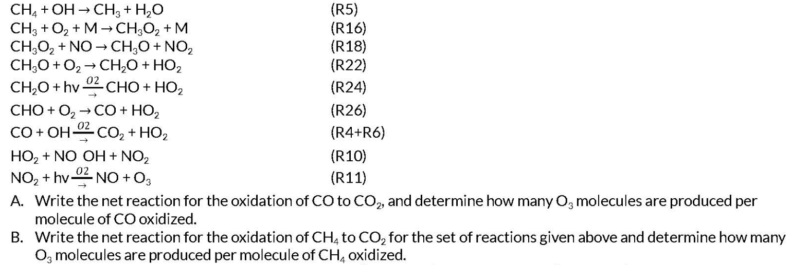 Solved CH4+OH→CH3+H2O (R5) ﻿CH3+O2+M→CH3O2+M (R16) | Chegg.com