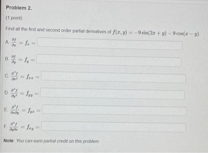 Solved Find all the first and second order partial | Chegg.com