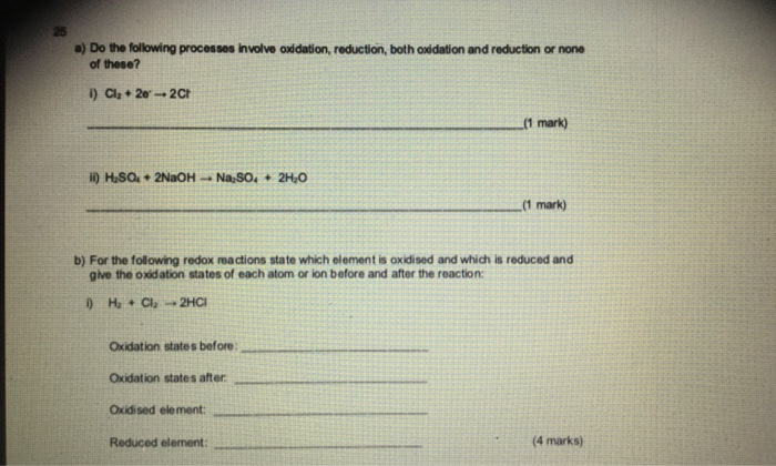 Solved a) Do the following processes involve oxidation, | Chegg.com