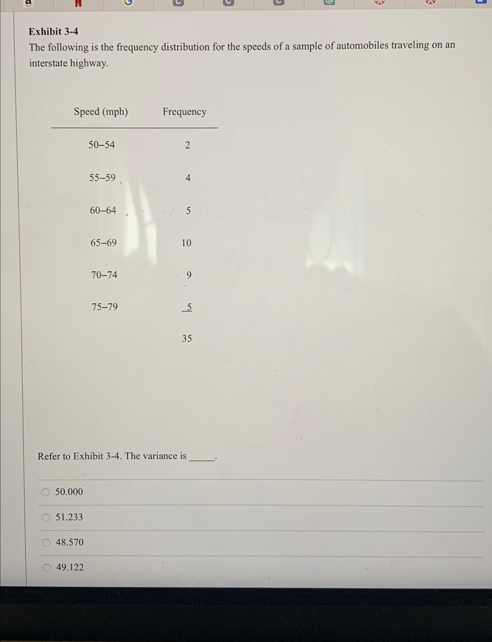 Solved Exhibit 3-4\\nThe following is the frequency | Chegg.com