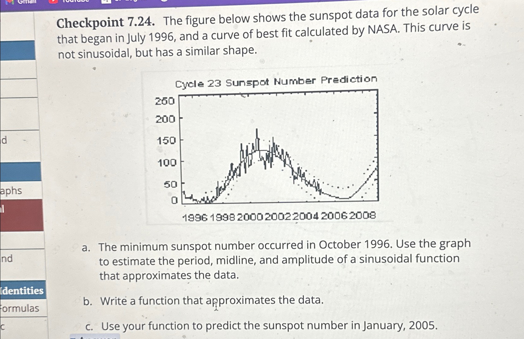 Solved Checkpoint 7.24. ﻿The figure below shows the sunspot | Chegg.com