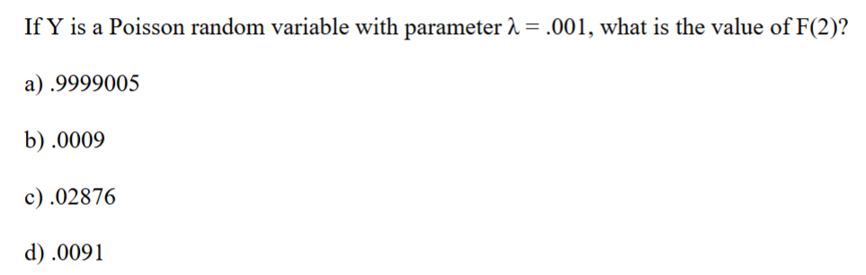 Solved If Y is ﻿a Poisson random variable with parameter | Chegg.com