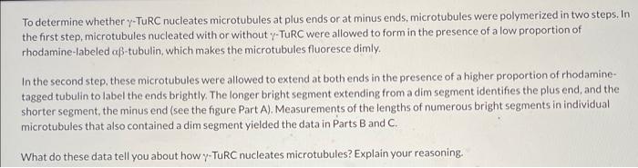 Solved To determine whether γ-TuRC nucleates microtubules at | Chegg.com