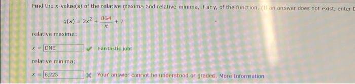 Solved Find the x-value(s) of the relative maxima and | Chegg.com