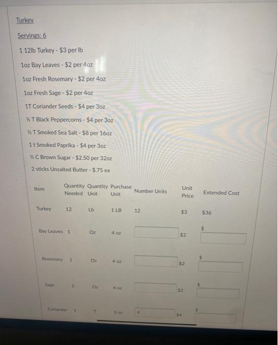 Solved how to calculate the Number of Units and Extended | Chegg.com