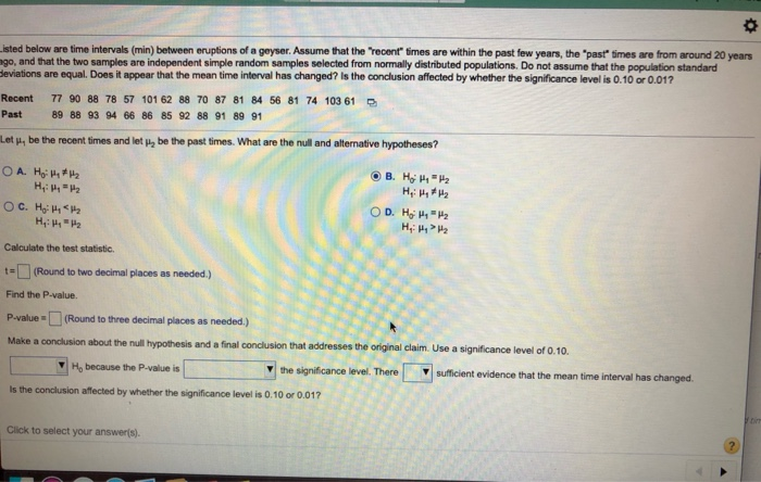 Solved Isted below are time intervals (min) between | Chegg.com