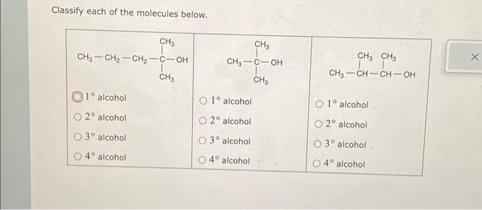 Solved Classify each of the molecules below. CH3 CH3 CH2 | Chegg.com