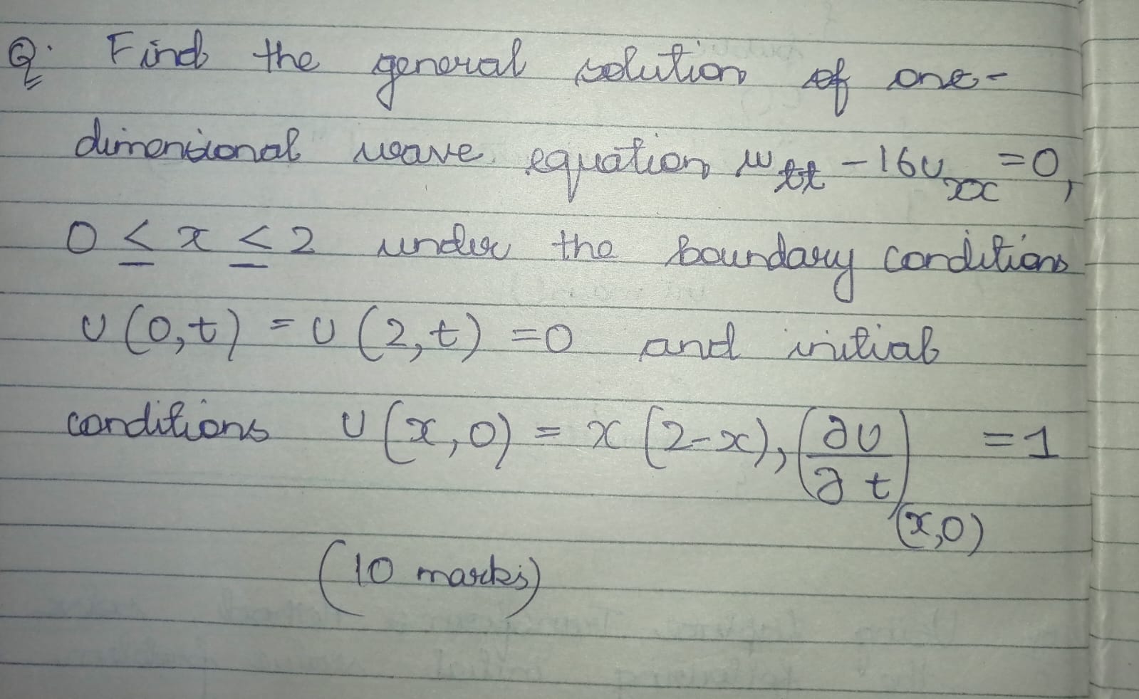Solved Q. ﻿Find the general solution of one-dimensional wave | Chegg.com