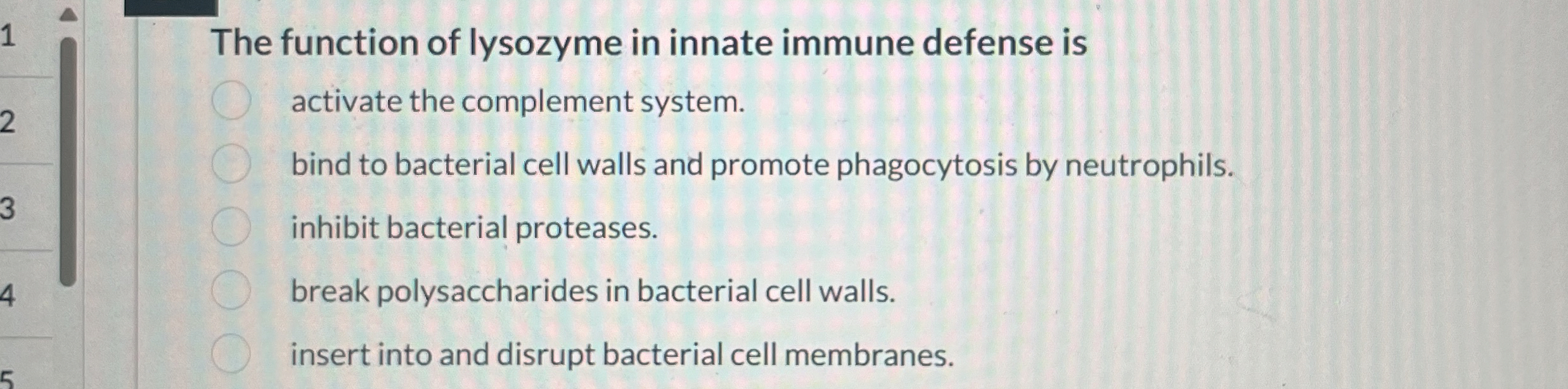 Solved The function of lysozyme in innate immune defense | Chegg.com