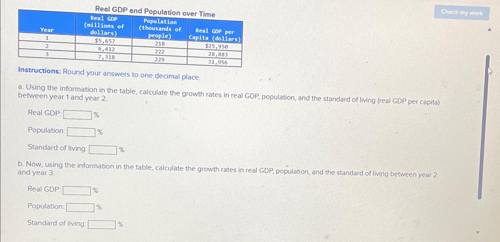 Solved Real GDP and Population over | Chegg.com