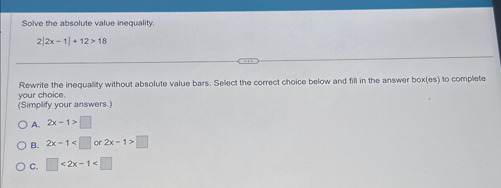 Solved Solve the absolute value | Chegg.com