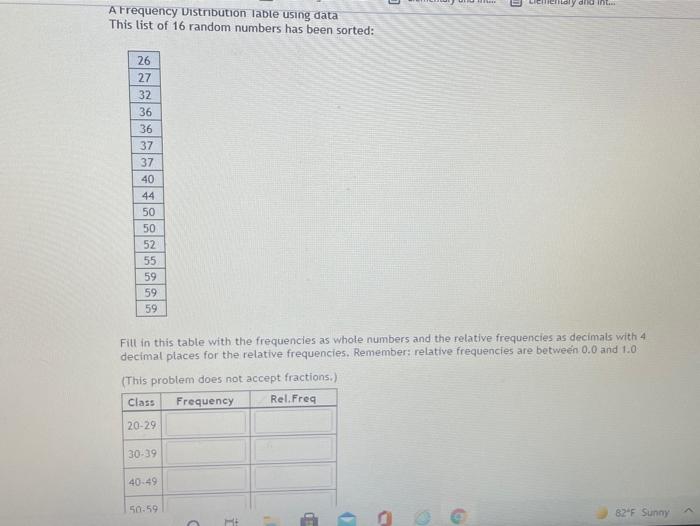 Solved Lucaly do int. A Frequency Distribution Table using | Chegg.com