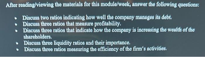 Solved After reading/viewing the materials for this | Chegg.com