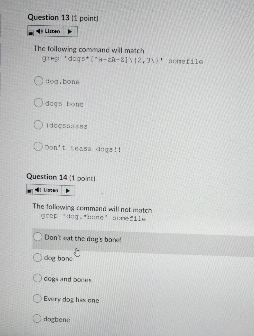 Solved Question 13 (1 point) 1) Listen The following command | Chegg.com