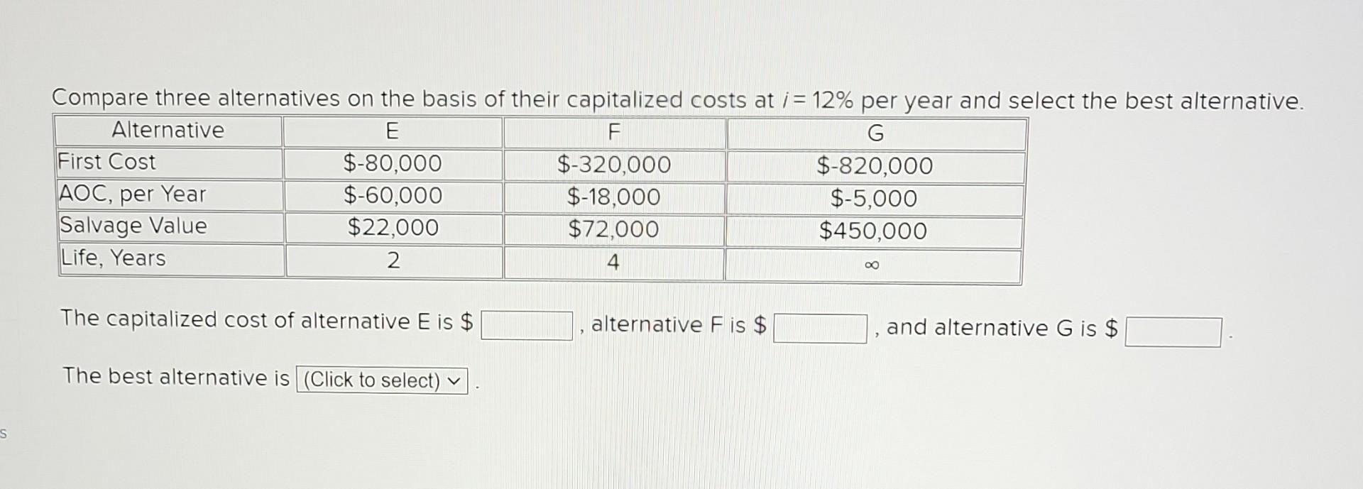 Solved Compare three alternatives on the basis of their | Chegg.com