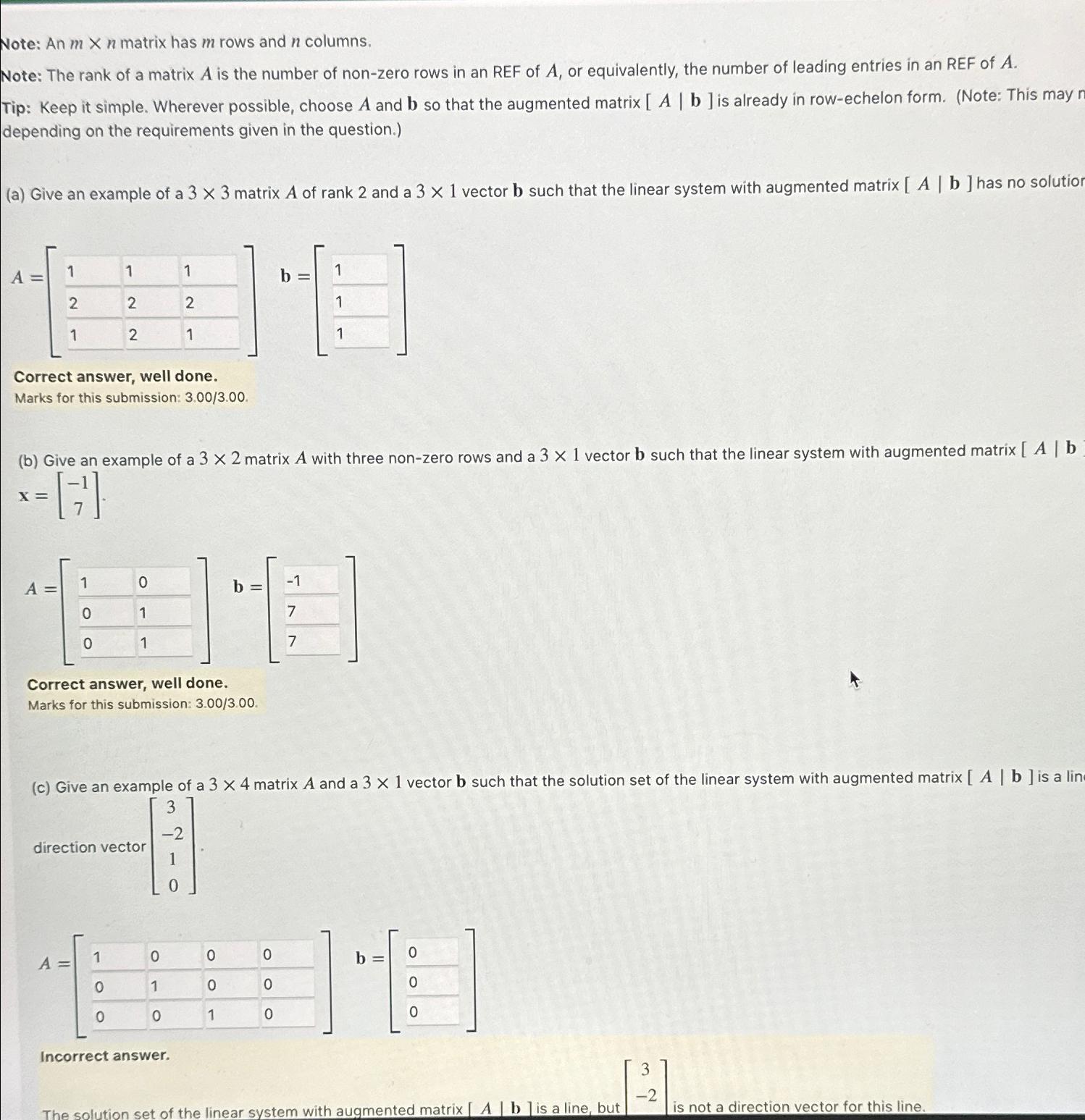 Note: An m×n ﻿matrix has m ﻿rows and n ﻿columns.Note: | Chegg.com