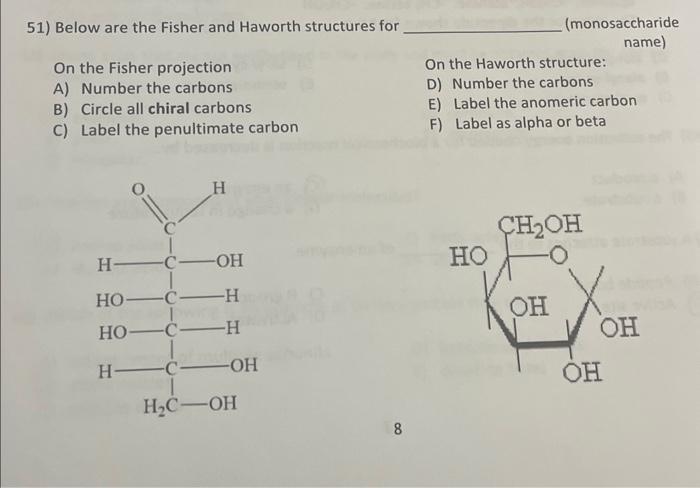 Solved 51) Below are the Fisher and Haworth structures for | Chegg.com