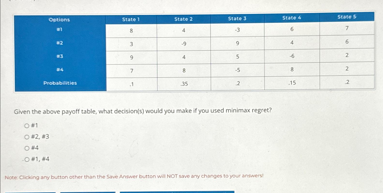 Solved \table[[\table[[Options],[#1]],State 1,State 2,State | Chegg.com