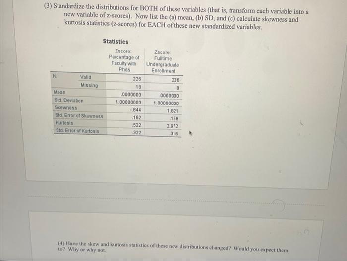 Solved (3) Standardize the distributions for BOTH of these | Chegg.com