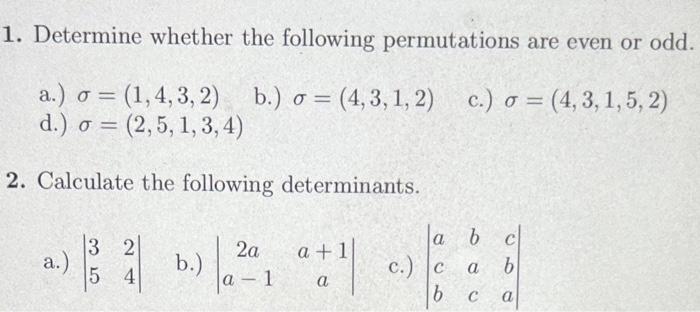 Solved 1. Determine whether the following permutations are | Chegg.com