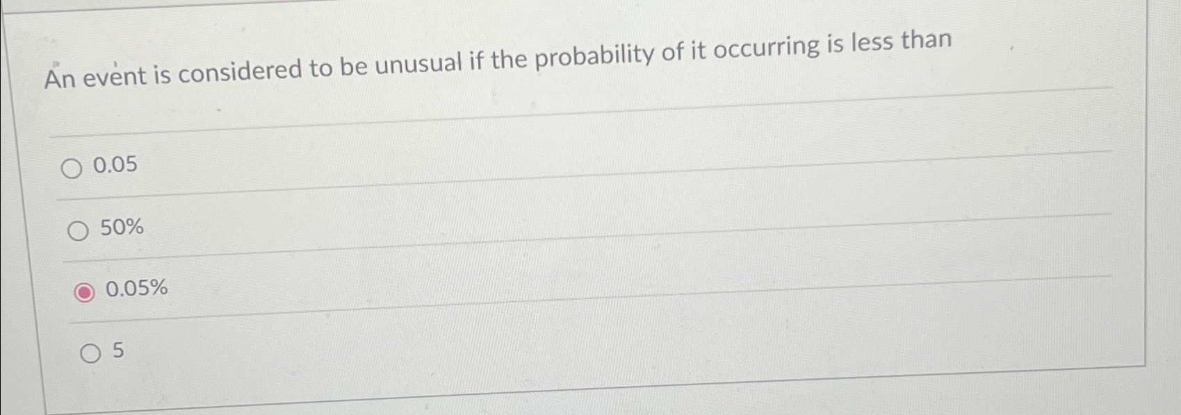 Solved An event is considered to be unusual if the | Chegg.com