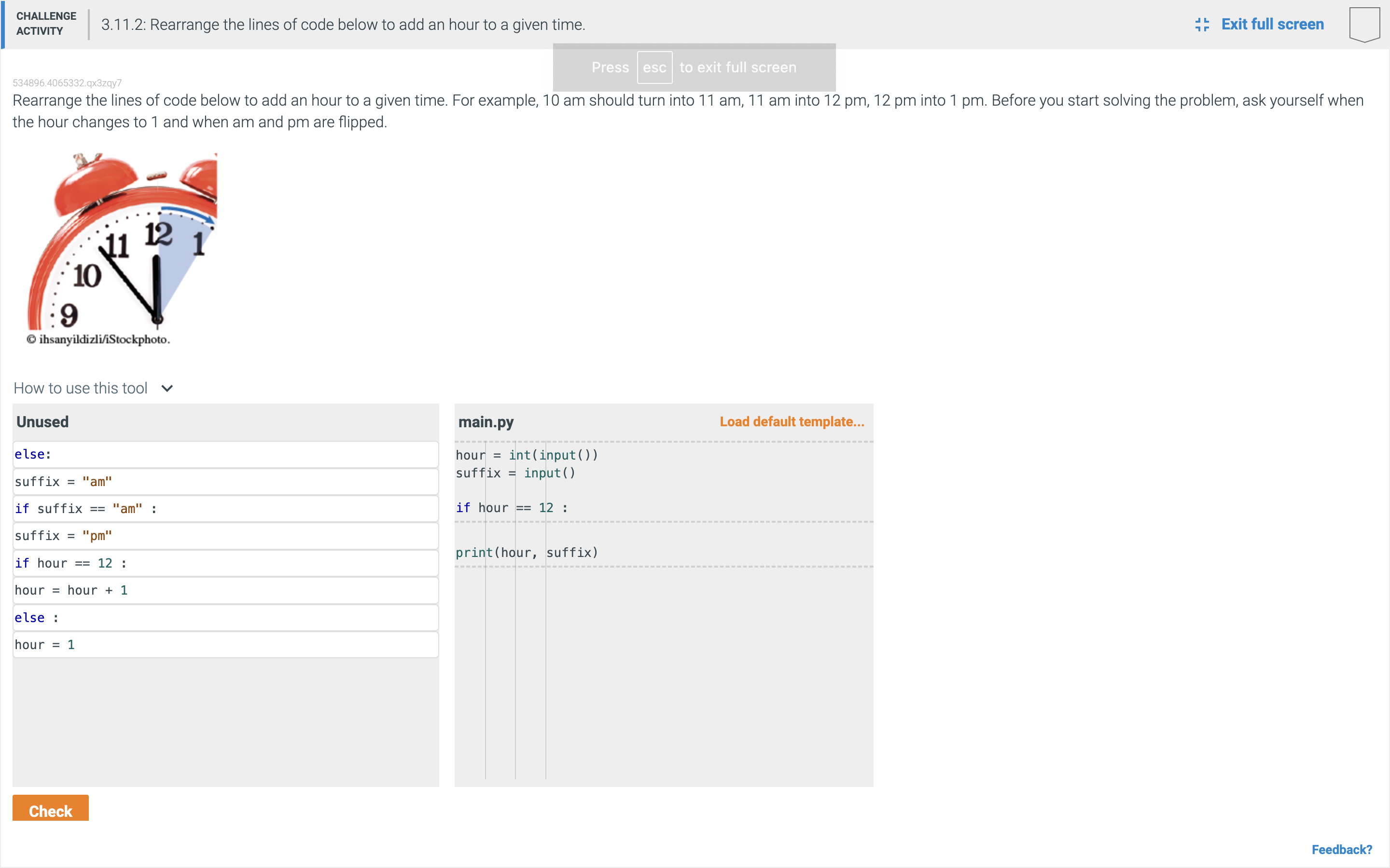 Solved zybooks challenge rearrange the lines of code below | Chegg.com