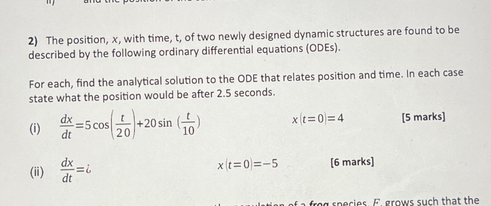 Solved The position, x, ﻿with time, t, ﻿of two newly | Chegg.com