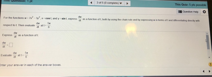 Solved MS Cuestion: pt 3 of 5 (0 complete) This Quiz: 5 pts | Chegg.com