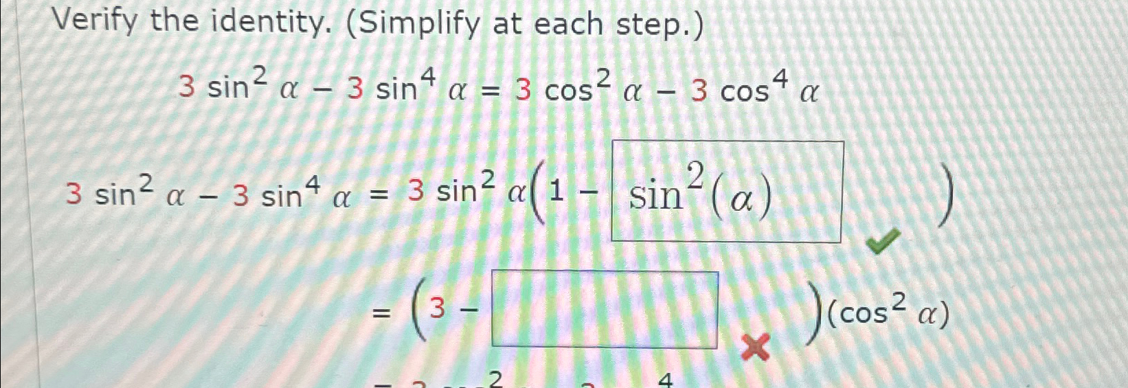 Solved Verify the identity. (Simplify at each | Chegg.com