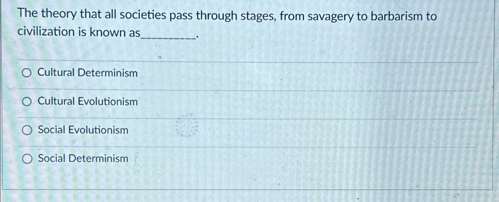 Solved The theory that all societies pass through stages, | Chegg.com