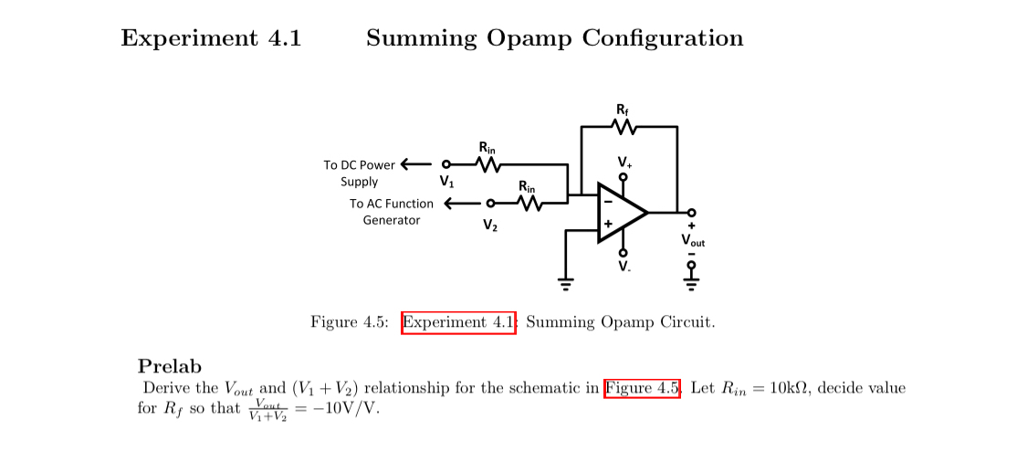 Experiment 4.1 ﻿Summing Opamp ConfigurationFigure | Chegg.com