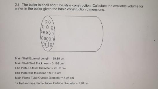 Solved 3.) The boiler is shell and tube style construction | Chegg.com