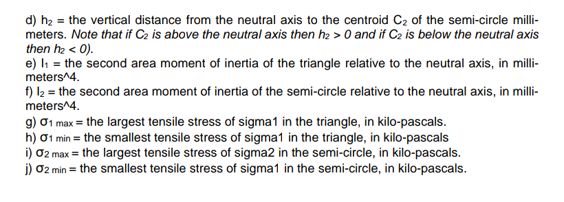 Solved d) h2 = the vertical distance from the neutral axis | Chegg.com