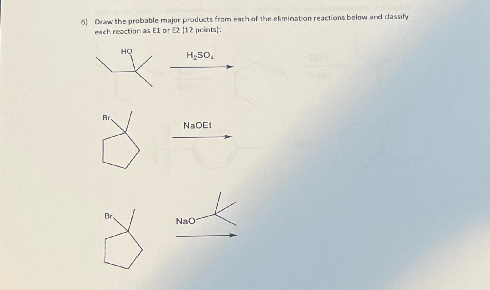 Solved Draw the probable major products from each of the | Chegg.com Solved Draw the probable major products from each of the | Chegg.com
