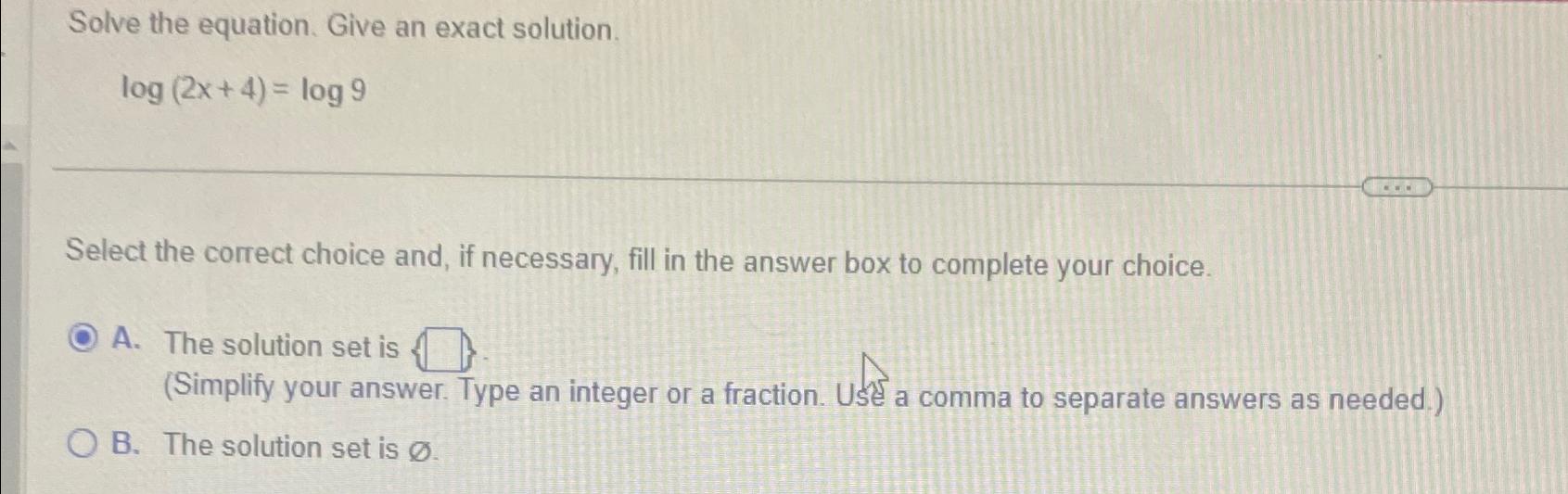 Solved Solve the equation. Give an exact | Chegg.com