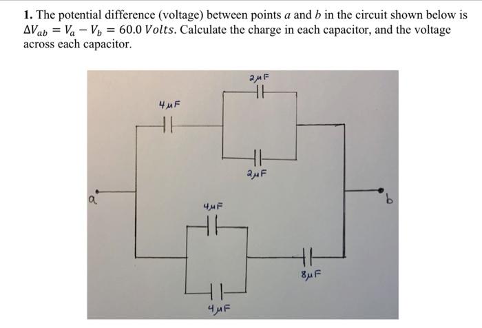 Solved 1. The potential difference (voltage) between points | Chegg.com