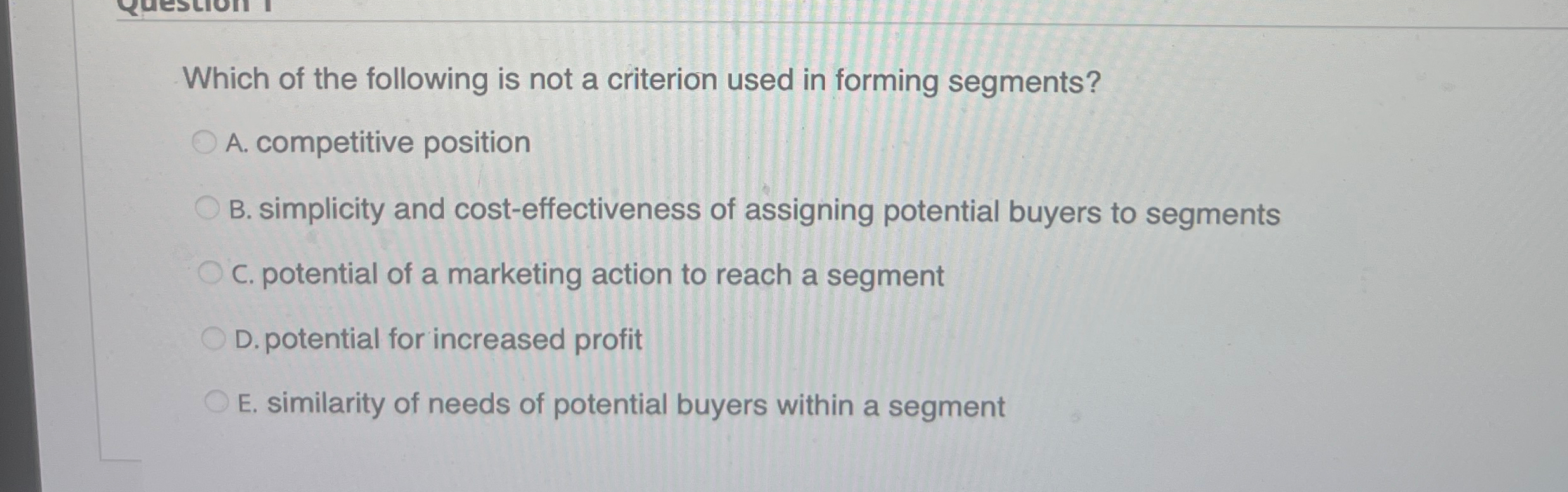 Solved Which of the following is not a criterion used in | Chegg.com