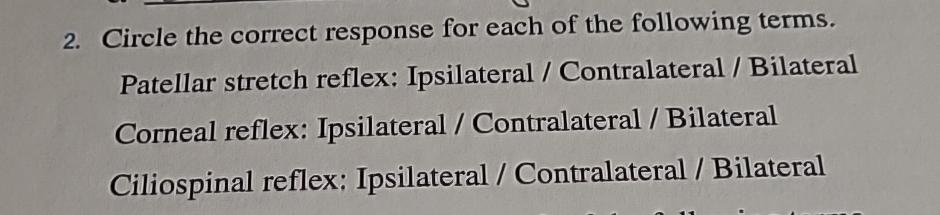 Solved Circle the correct response for each of the following | Chegg.com
