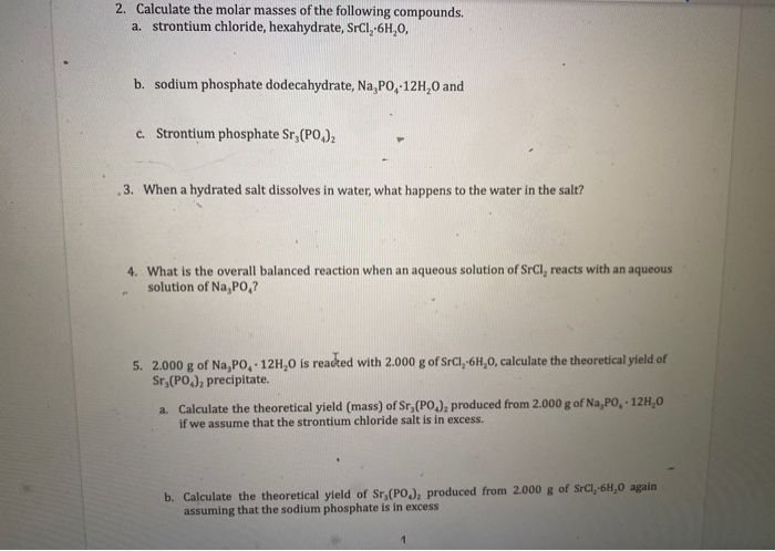 Solved 2. Calculate the molar masses of the following | Chegg.com