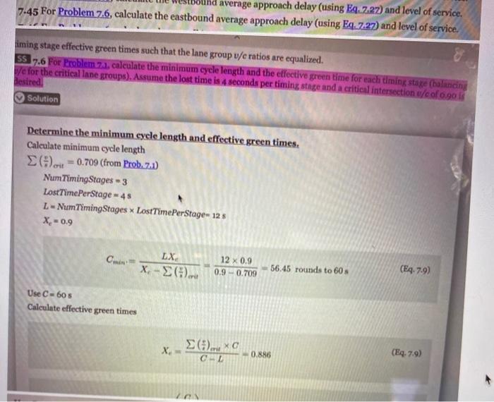 Level of Service • Delay Thresholds (Table 7.4) LOS | Chegg.com