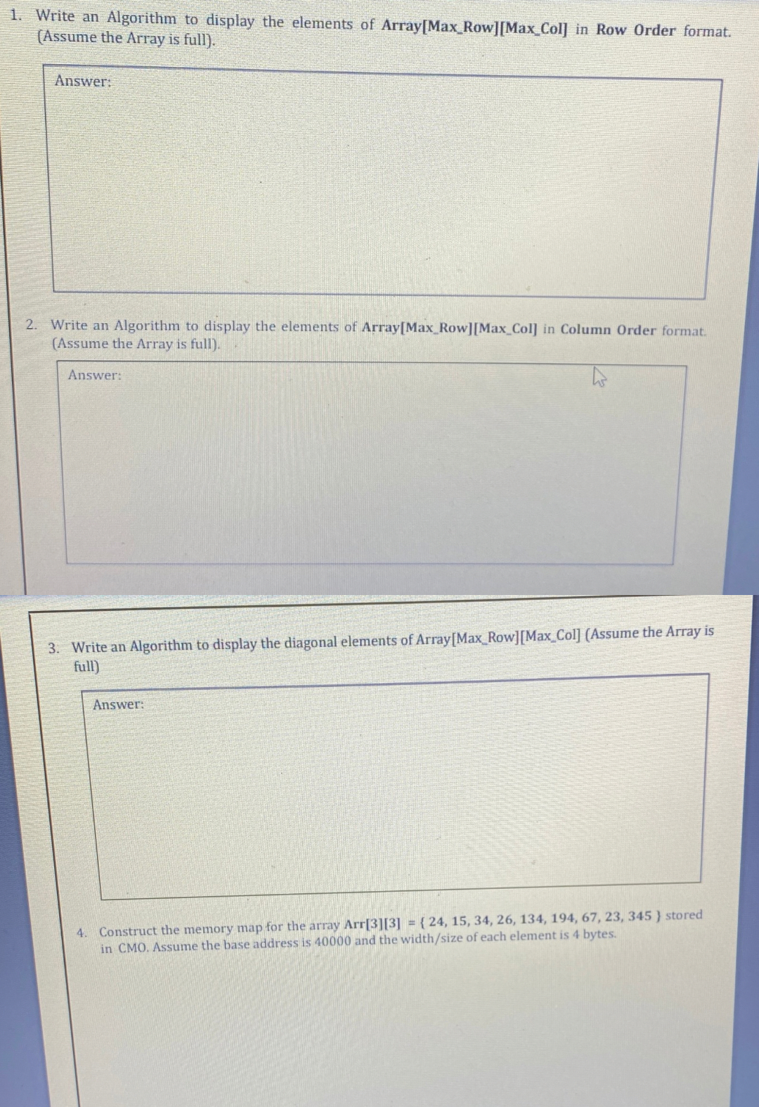 Solved What is the algorithm answer for the quastions With | Chegg.com