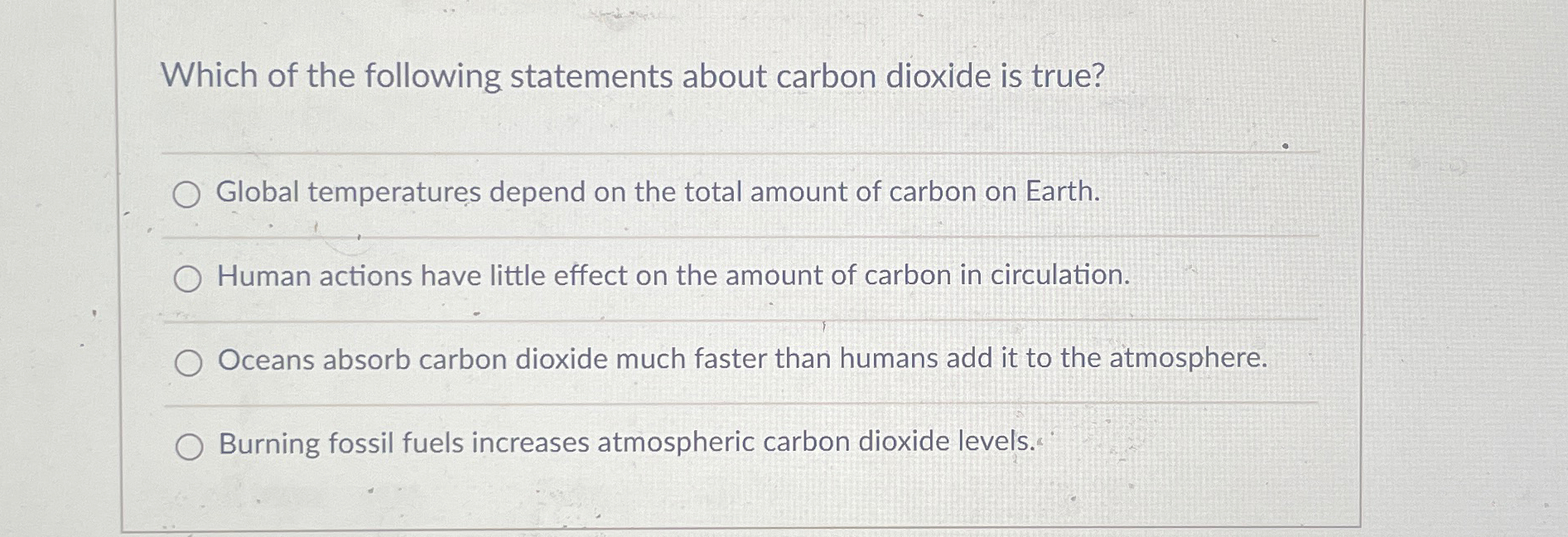 Solved Which of the following statements about carbon | Chegg.com