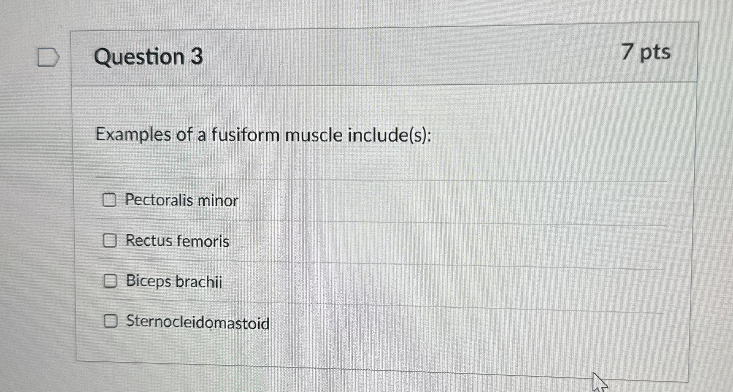 Solved Question 37 ﻿ptsExamples of a fusiform muscle | Chegg.com