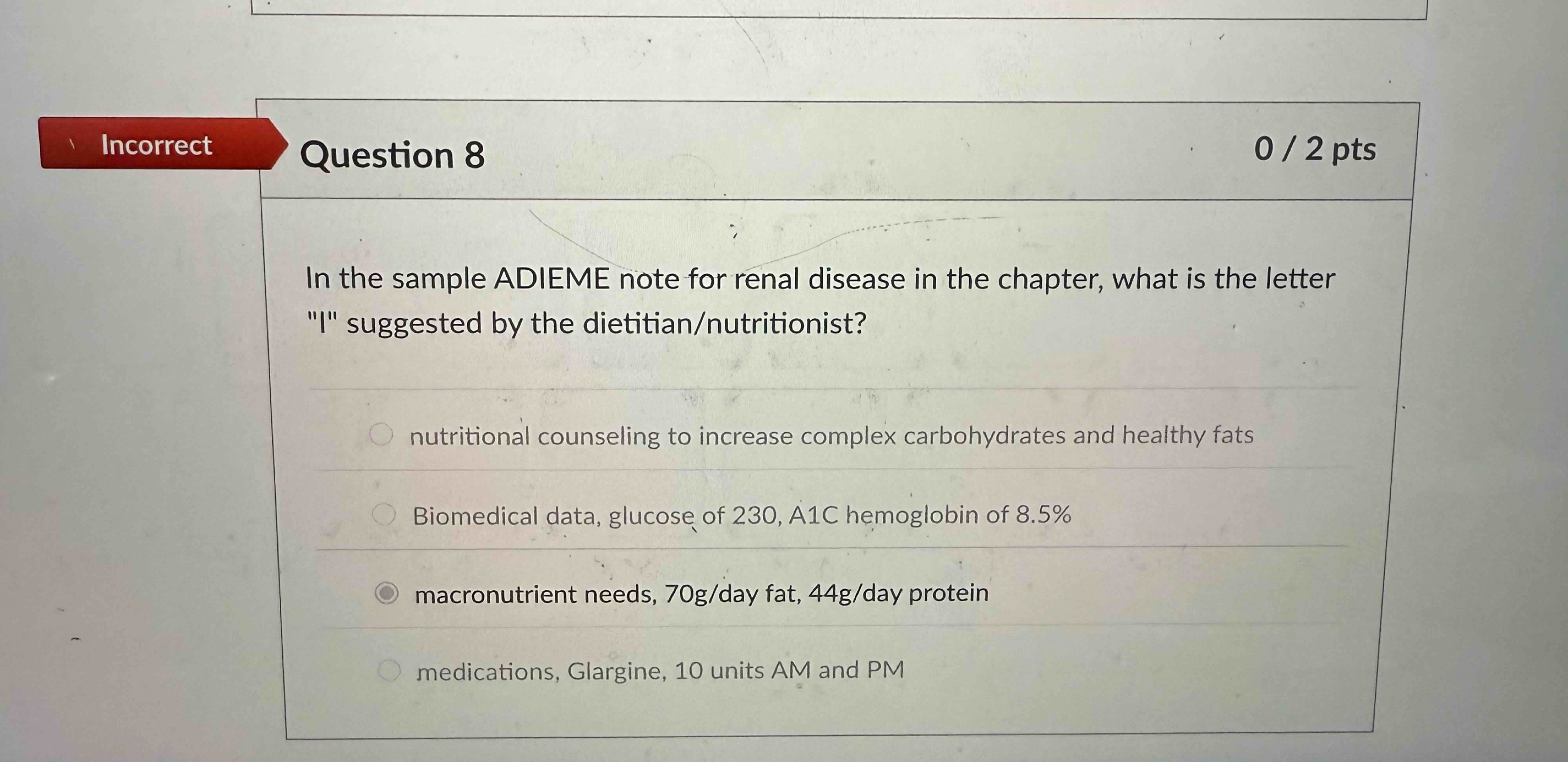Solved Question 8 ﻿In the sample ADIEME note for renal | Chegg.com