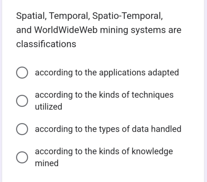 Solved Spatial, Temporal, Spatio-Temporal,and WorldWideWeb | Chegg.com