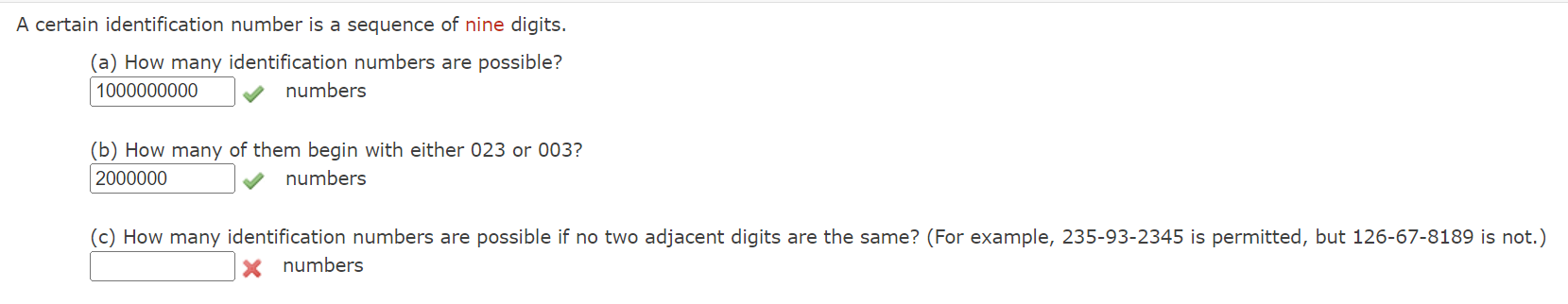 Solved A certain identification number is a sequence of nine | Chegg.com