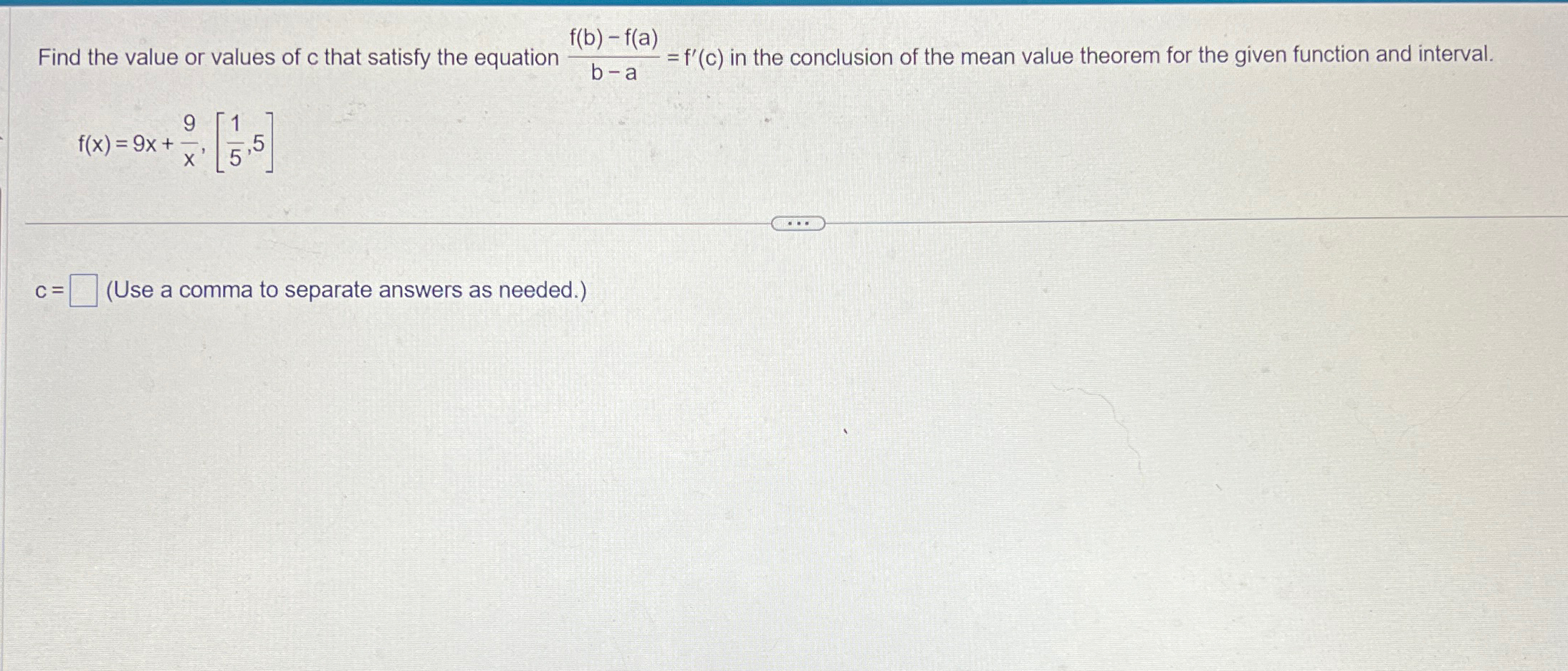 Find the value or values of c ﻿that satisfy the | Chegg.com