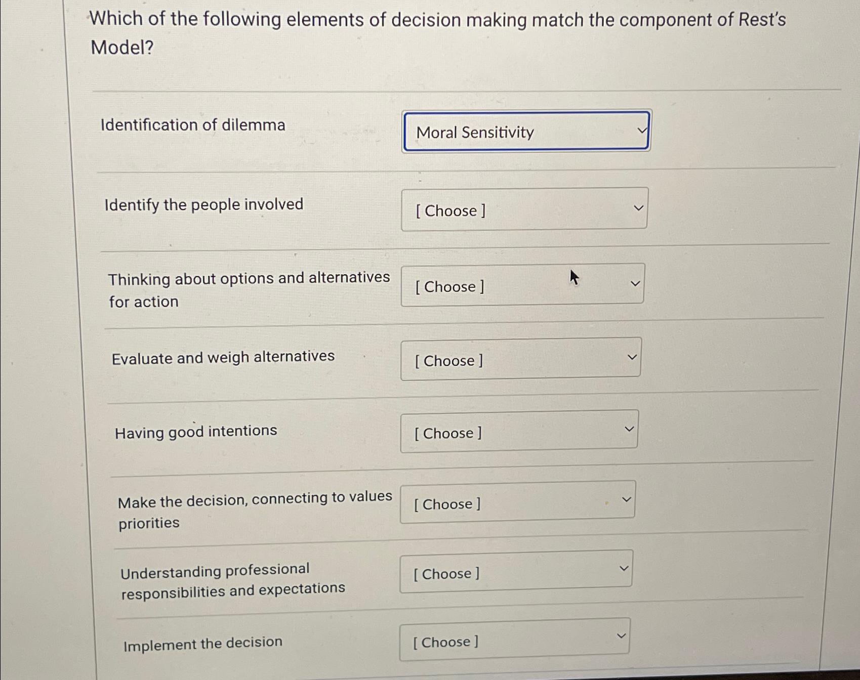 Solved 1Which of the following elements of decision making | Chegg.com