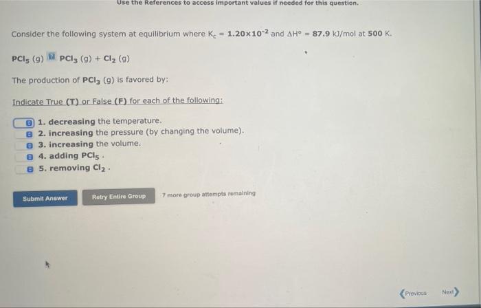 Solved Consider the following system at equilibrium where | Chegg.com